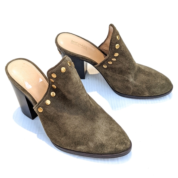 MICHAEL Michael Kors | Shoes | Michael Michael Kors Olive Suede Studded ...